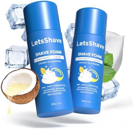 LetsShave Shave Foam Menthol for Men -Coconut Oil Enriched -200 g ...