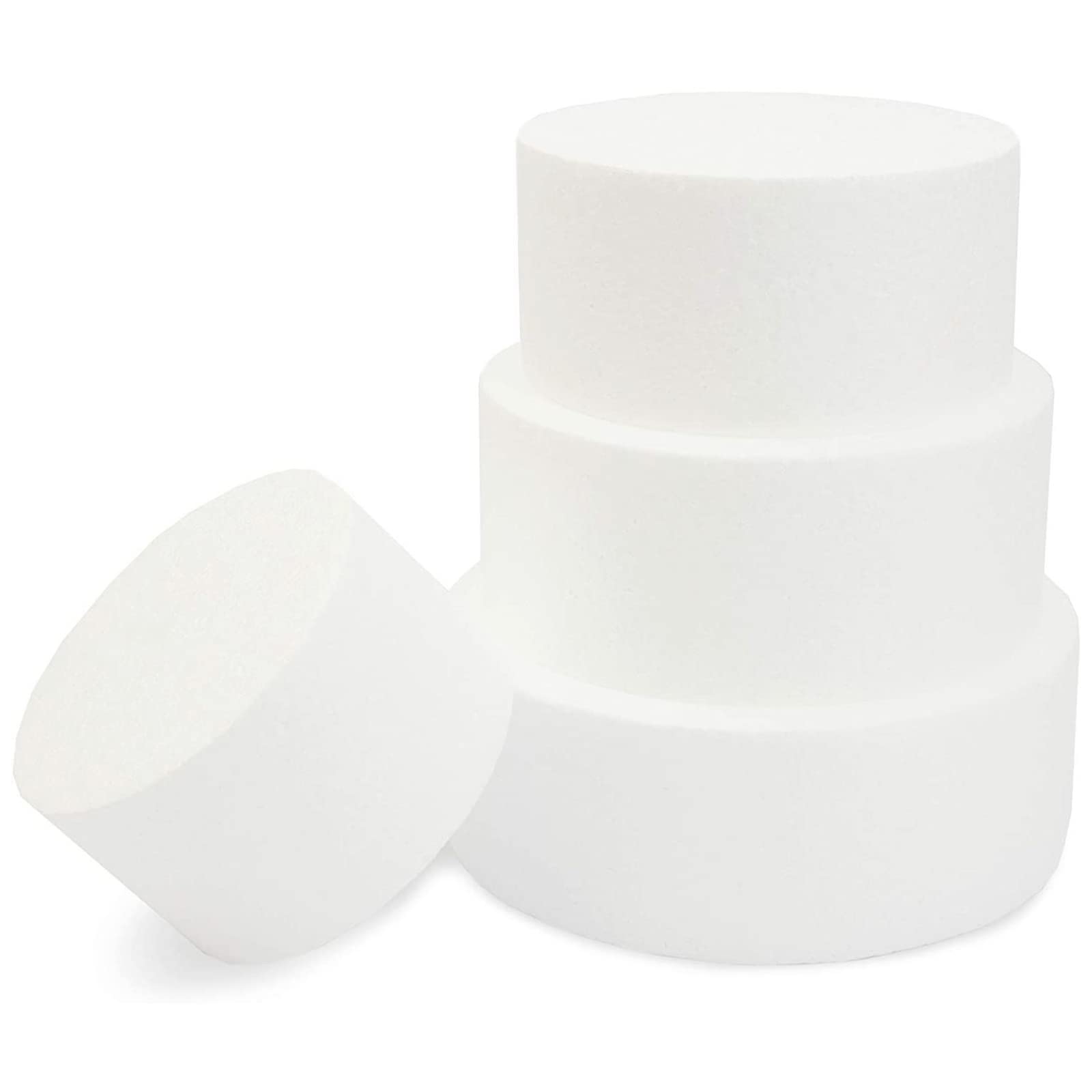 Bright Creations 4 Tier Round Foam Cake Dummy Set, 5" 6" 7" 8" Fake ...