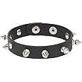 Amazon.com: yaozeio Punk Studded Spike Bracelet for Men Black Leather ...
