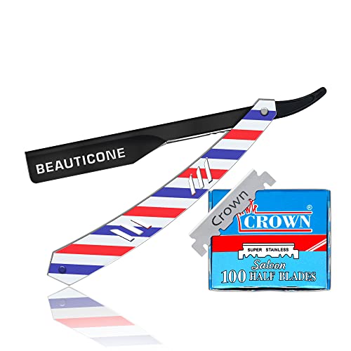 BEAUTICONE Straight Razor | Professional Barber Razor for men with 100 ...