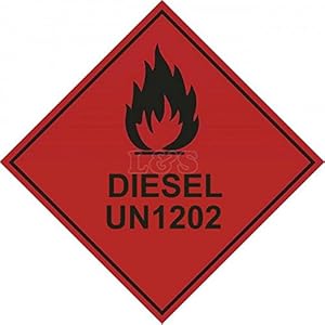 Diesel UN1202 Hazard Warning Diamond Label 200mm x 200mm - Self ...