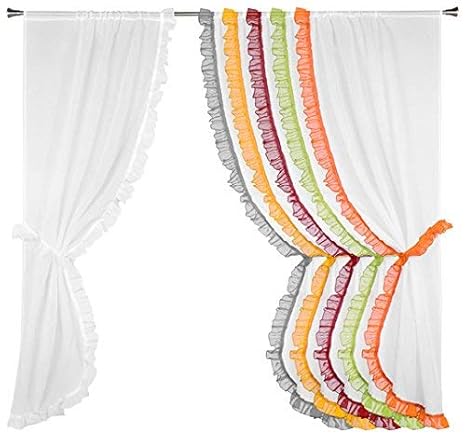 Linder Pair of Frilled Curtains, 75 x 160 x 40 cm, White Polyester ...