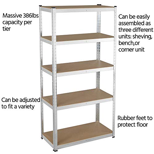 Yaheetech Heavy Duty Metal Garage Shelving Utility Storage Rack ...