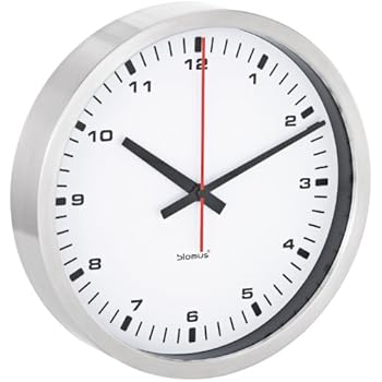 Amazon.com: Blomus Wall Clock, Stainless Steel Frame, White Face, 30 ...