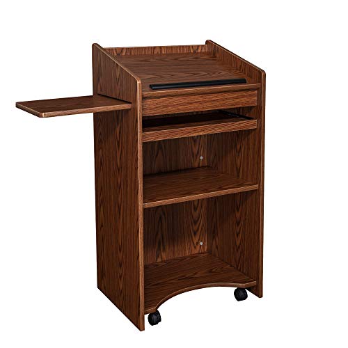 OEF Furnishings Mobile Floor Lectern with Side Shelf And Keyboard Tray ...