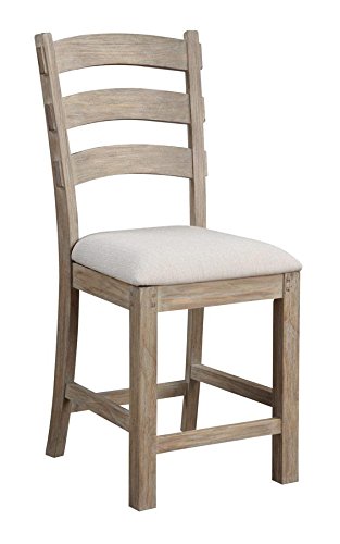 Emerald Home Whitewashed Pine Bar Stool with Upholstered Seat and ...