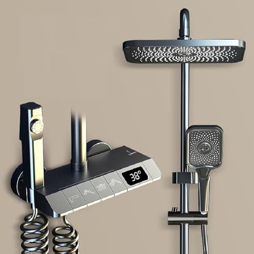 X-XONIER Thermostatic Shower Set with Piano Switches Shower Panel with ...