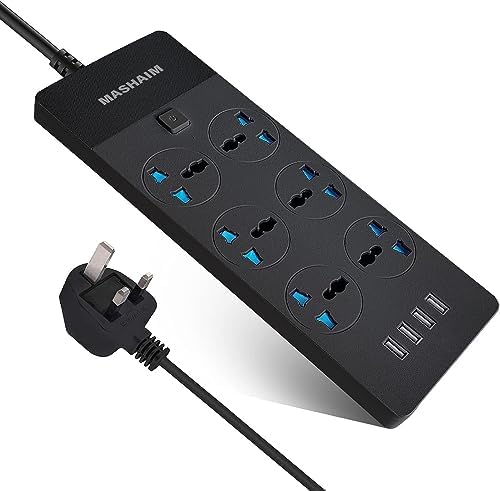 MASHAIM 3m Universal Extension Cord with 6 Outlets and 4 USB Ports ...