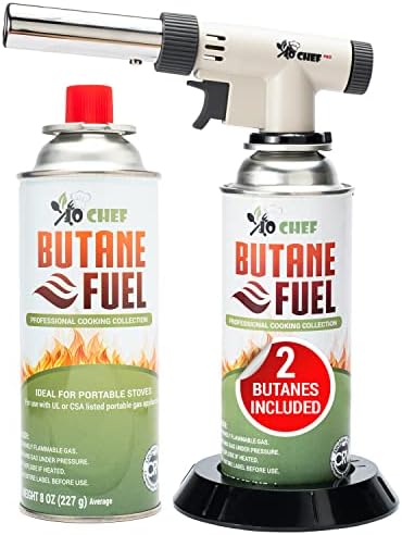 Jo Chef Pro Butane Torch - Refillable Torch Lighter Head, Hand Held ...