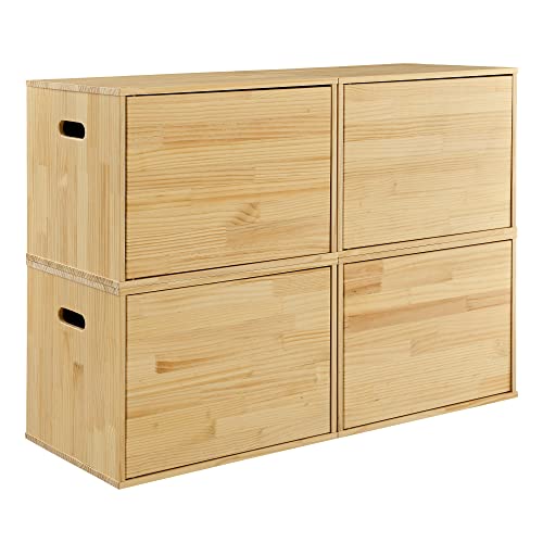 MUSEHOMEINC Large Wooden Stackable Storage Boxes,1 Piece,Storage Cube ...