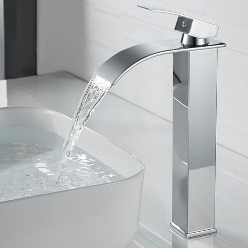 kisimixer Modern Waterfall Tap Bathroom High, Washbasin Tap High ...