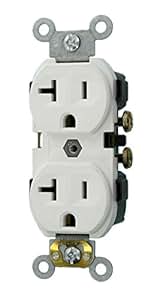 Leviton CR20-W 20-Amp, 125-Volt, Narrow Body Duplex Receptacle ...