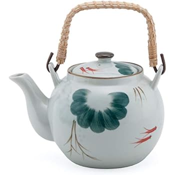 Amazon.com | Japanese Traditional Ceramic Dobin Teapot with Rattan ...