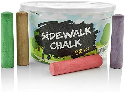 Fat Zebra Designs Sidewalk Chalk Set - 52 Vibrant Jumbo Street Chalks ...