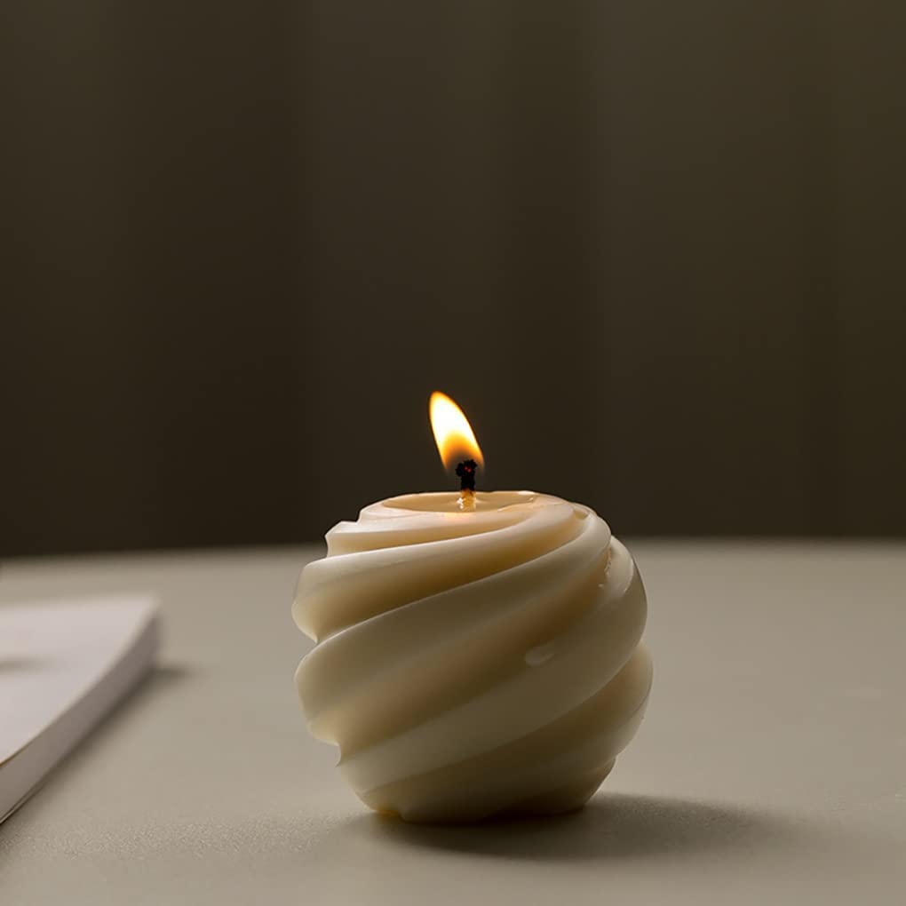 2PCS Spiral Ball Candle Wooden Scented Aesthetic Cylinder Candle, Home ...