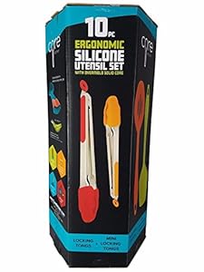 Amazon.com: Core Kitchen 10 Piece Silicone Utensil Set in Assorted ...