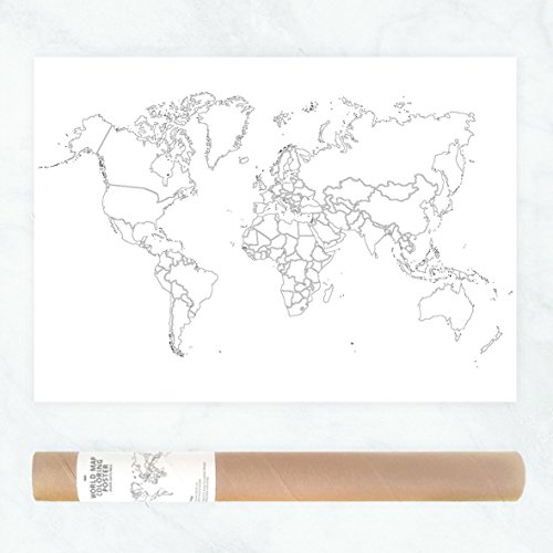 Plain Outlines Political Map of the World to Color Philippines | Ubuy