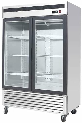 Two Glass Door Upright Stainless Steel Glass Window Reach In Display ...