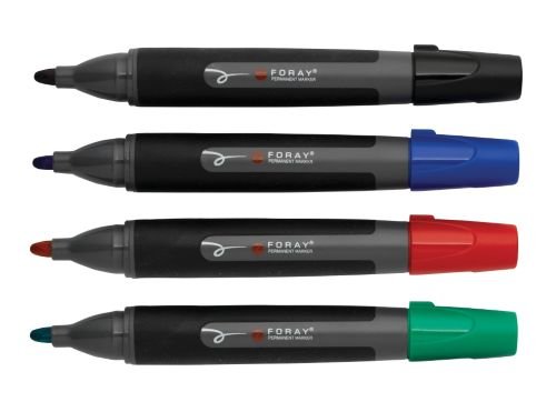 Foray Permanent Marker Q-Line Bullet Desk Style Assorted - 1 Black 1 ...
