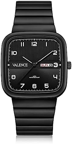 سعر VALENCE Black Watch for Men. Classic Quartz Men's Watch with Square ...
