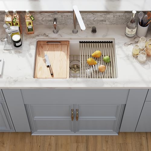 28 White Granite Composite Kitchen Sink, Hugsleek Undermount Granite ...