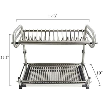 Amazon.com: ESYLIFE Stainless Steel Hanging Dish Drying Rack with Drain ...