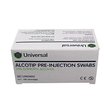 Universal UNG603 Alcotip Pre-Injection Swabs 30mmx60mm 45gsm 100 Wipes ...