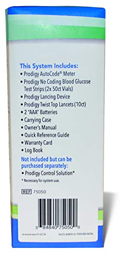 Prodigy Glucose Monitor Kit - Includes Prodigy Meter, 100ct test strips ...