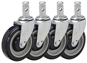 5" Caster Set of 4 Swivels for Bun and Sheet Pan Racks with Heavy Duty ...