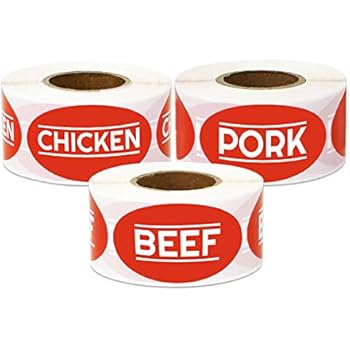Amazon.com : 900 Labels - Beef Chicken Pork Meat Sticker Bundle for ...