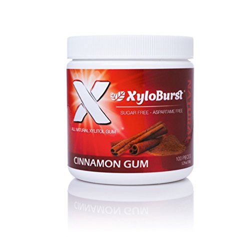 XyloBurst 100% Xylitol, Natural Chewing Gum, Cinnamon Gum 100 Count Jar ...