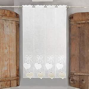Visillo para Ventana Lino Bordado , Cortina Corta de Lino , Visillo de ...