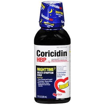Amazon.com: Coricidin HBP Nighttime Multi-Symptom Cold Liquid Cherry 12 ...