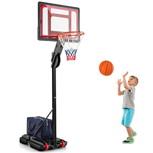 GYMAX Portable Basketball Hoop, 5 FT to 10 FT Adjustable Basketball ...