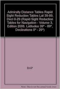 Admiralty Distance Tables Rapid Sight Reduction Tables Lat 39-89, Decl ...