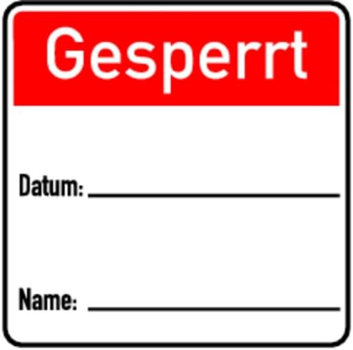 Aufkleber Papieretikett "Gesperrt" auf Rolle mit 100 Stück 40x40mm ...