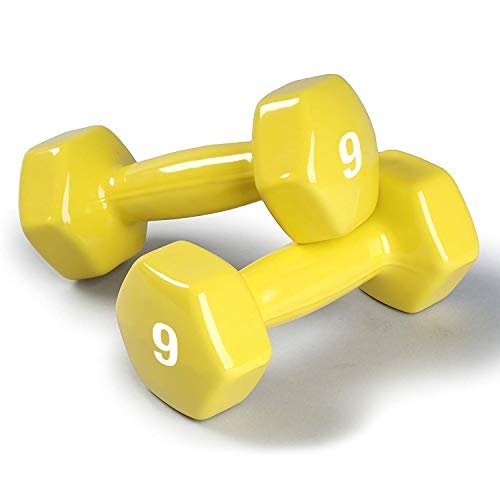 SPRI Dumbbells Deluxe Vinyl Coated Hand Weights All-Purpose Color Coded ...