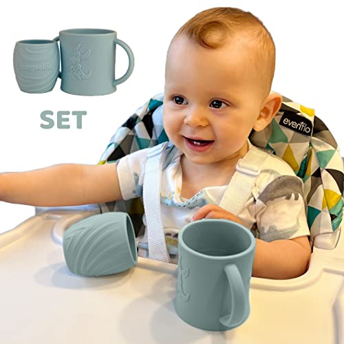 Kangookid Open Cup Set for Baby | 2 Handled Open Tiny Cups for Toddlers ...