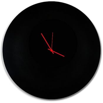 Amazon.com: Minimalist Black Clock 'Blackout Red Circle Clock Large ...
