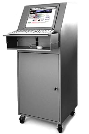 Steel Mobile Computer Security Workstation Enclosure w/22" Monitor, 24 ...