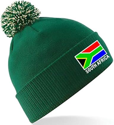 Embroidered South Africa Pom Pom Beanie Hat, Present: Amazon.co.uk ...
