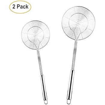 Amazon.com: Pack of 2 Strainers Ladle, Stainless Steel Mesh Spoon, Wire ...