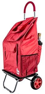 Amazon.com: dbest products Bigger Trolley Dolly Cart, Red Shopping ...