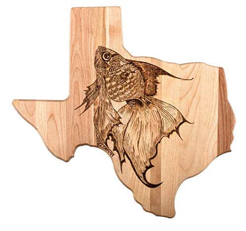 Amazon.com: Wood Burned Fish on a Hardwood Cutting Board, Handmade ...
