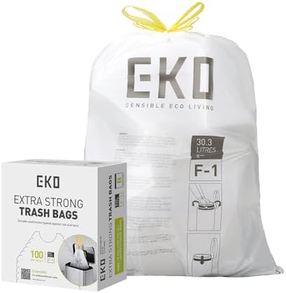 سعر EKO Easy-Dispense Roll 100 Count Extra-Strong Drawstring Kitchen ...