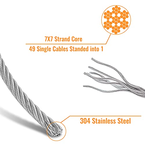 1/16 Wire Rope, 1/16 galvanized cable, 328FT Wire Cable, 304 Stainless ...