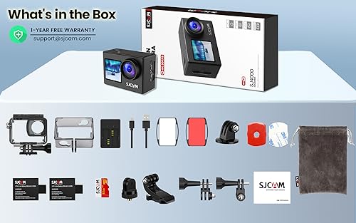 SJCAM Upgraded SJ4000 Action Camera 4K Ultra HD Dual Screen, 98FT Waterproof Underwater Camera ...