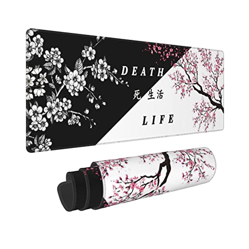 Black and White Japanese Mouse Pad Cherry Blossom Death Life Anime XL ...