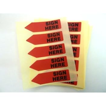 Amazon.com : Minilabel 125 X Red Alert Arrow Labels, Sign Here ...