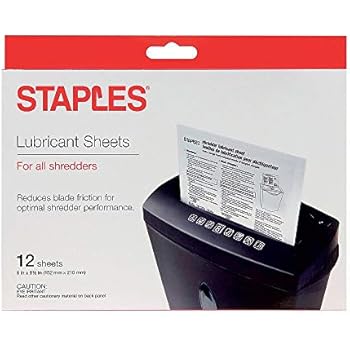 Amazon.com: Staples? Shredder Lubricant Sheets 12/pk, Shredder Sheets ...